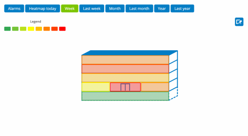 Heat maps for viewing activity in buildings